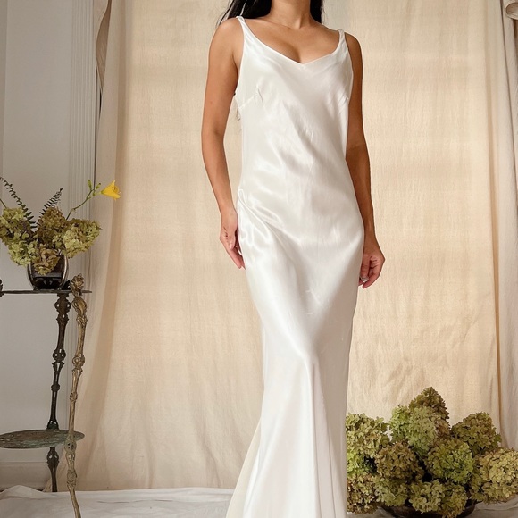 Vintage | Dresses | Gossamer Vintage Satin Bias Cut Wedding Dress Small ...